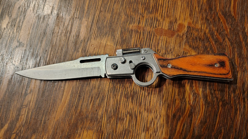Gun Style Assisted Blade Knife With Light And Case 8 Inches | eBay