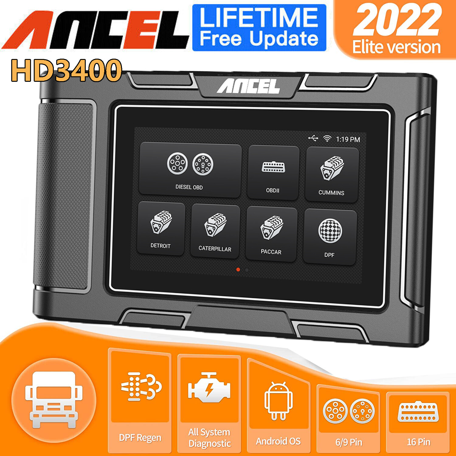 Diesel OBD OBD2 Scanner FOR Cummins Detroit Heavy Duty Truck Diagnosis ...