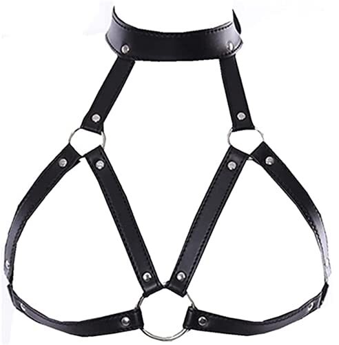 Women's Faux Leather Harness Punk Gothic Metal Tassel Body Caged Lock ...