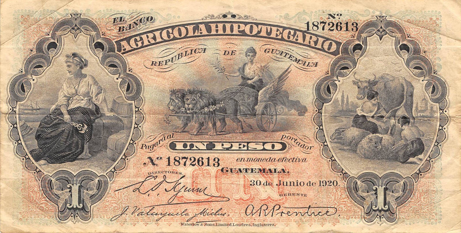 Guatemala 1 Peso 30.6.1920 S 101b Scarce Circulated Banknote WW9 | eBay