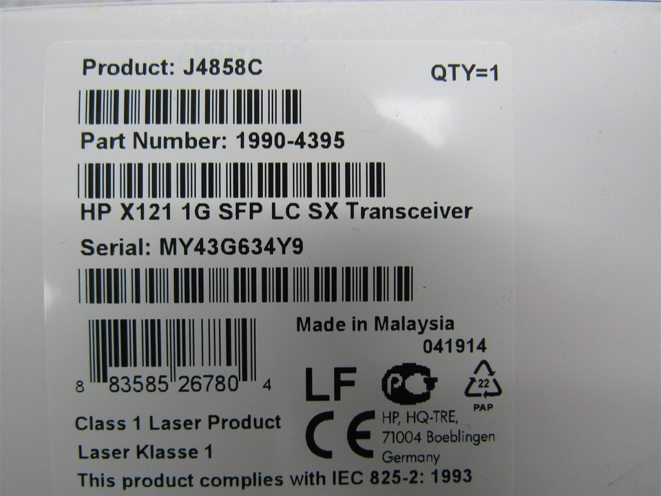 NEW Genuine HP J4858C 1000BASE-SX 1GB LC SFP Gigabit Fiber Transceiver Module | eBay