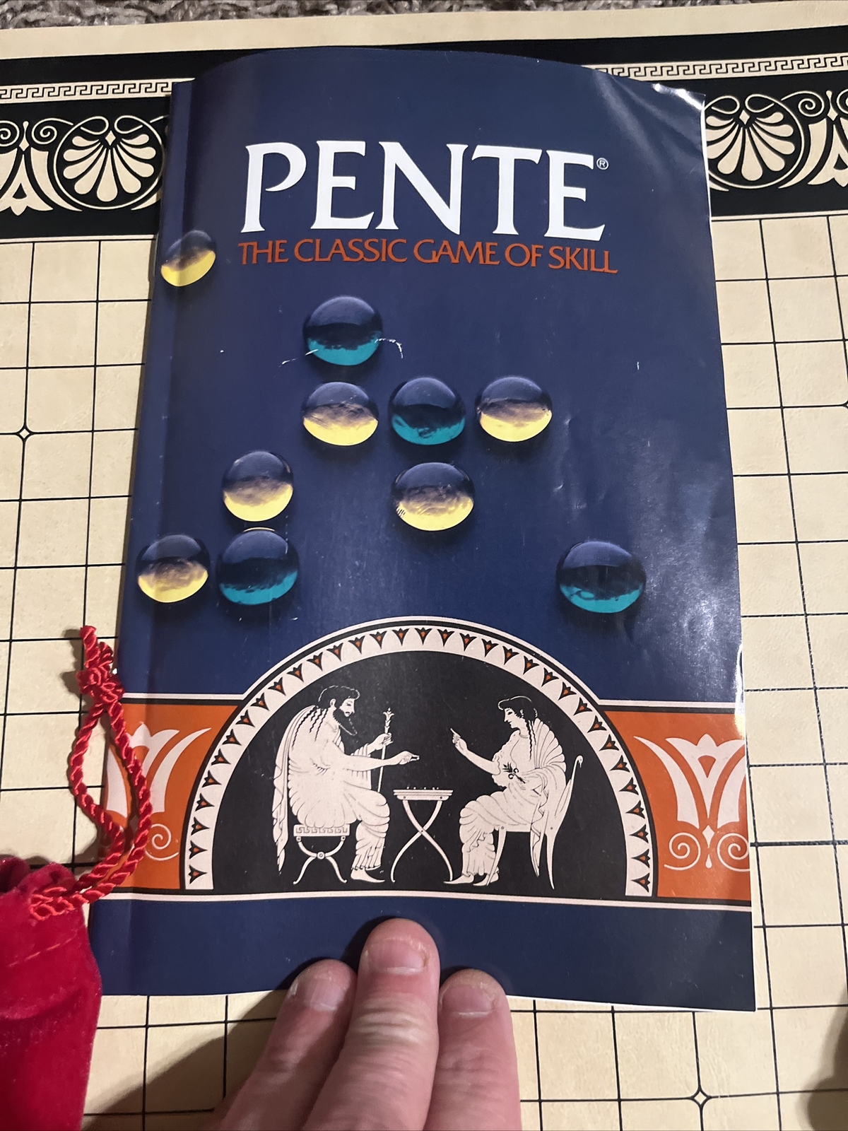 Vintage 1987 Pente Classic Game of Skill Red Tube Green Yellow Stones ...