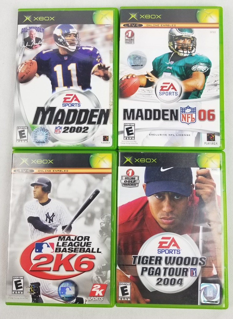 (Lot of 4) Sports Games for Xbox: MADDEN 02, MADDEN 06, MLB 2K6, TIGER ...