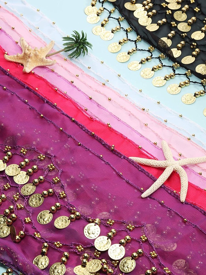 2-piece Sexy Belly Dancing Gold Coin Hip Scarf and Top Set Outfit ...