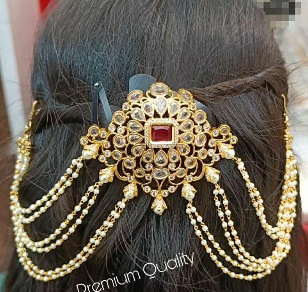 Bollywood Style Bridal Gold Plated Indian Hair Pin Juda Pin Pearl ...