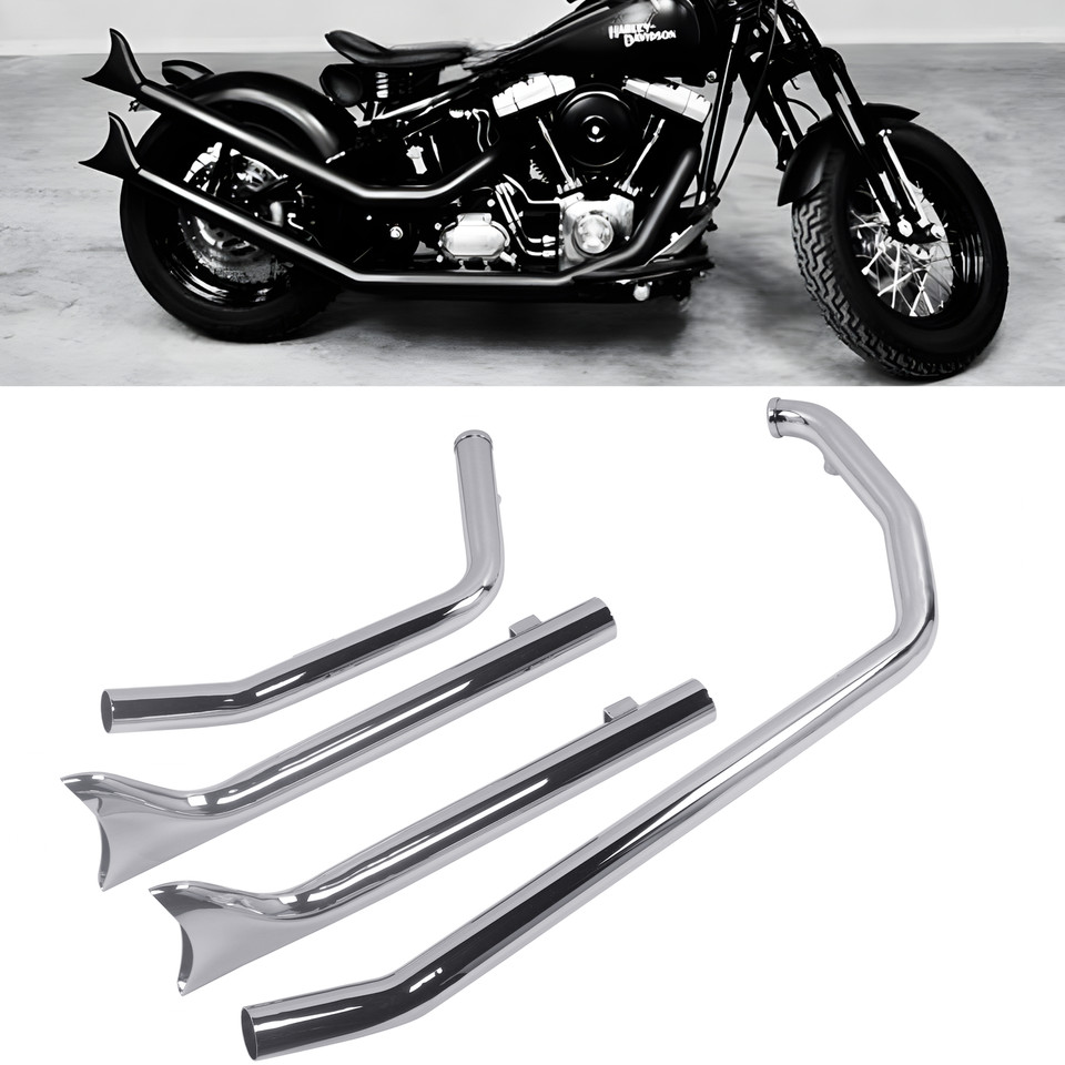 Fishtail Upsweeps for 86-17 Narrow Tire Harley Softail Exhaust Pipes ...