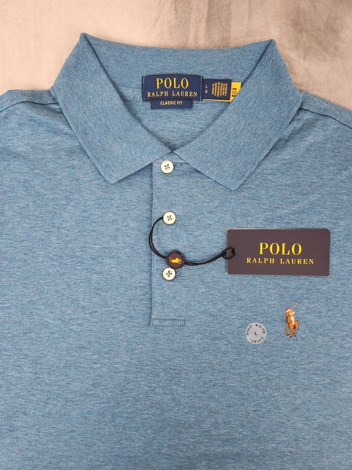 Polo Ralph Lauren Classic Fit Soft Touch Blue Polo Shirt Men's Size ...