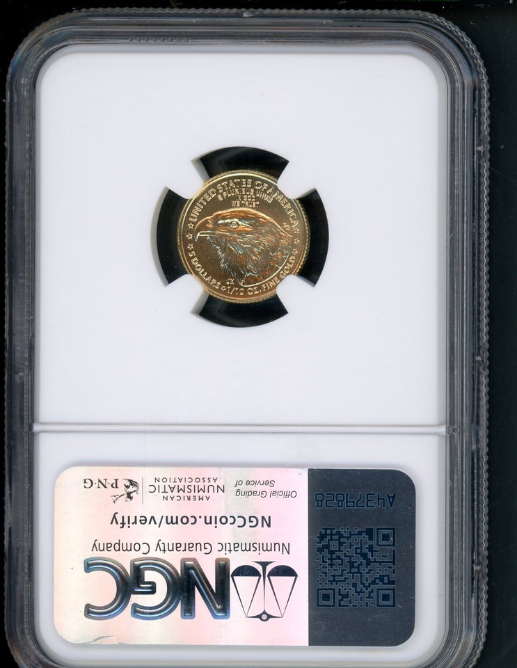 US 2025 $5 1/10TH OUNCE AMERICAN GOLD EAGLE RED BOOK SLABBED PCGS MS70 ...