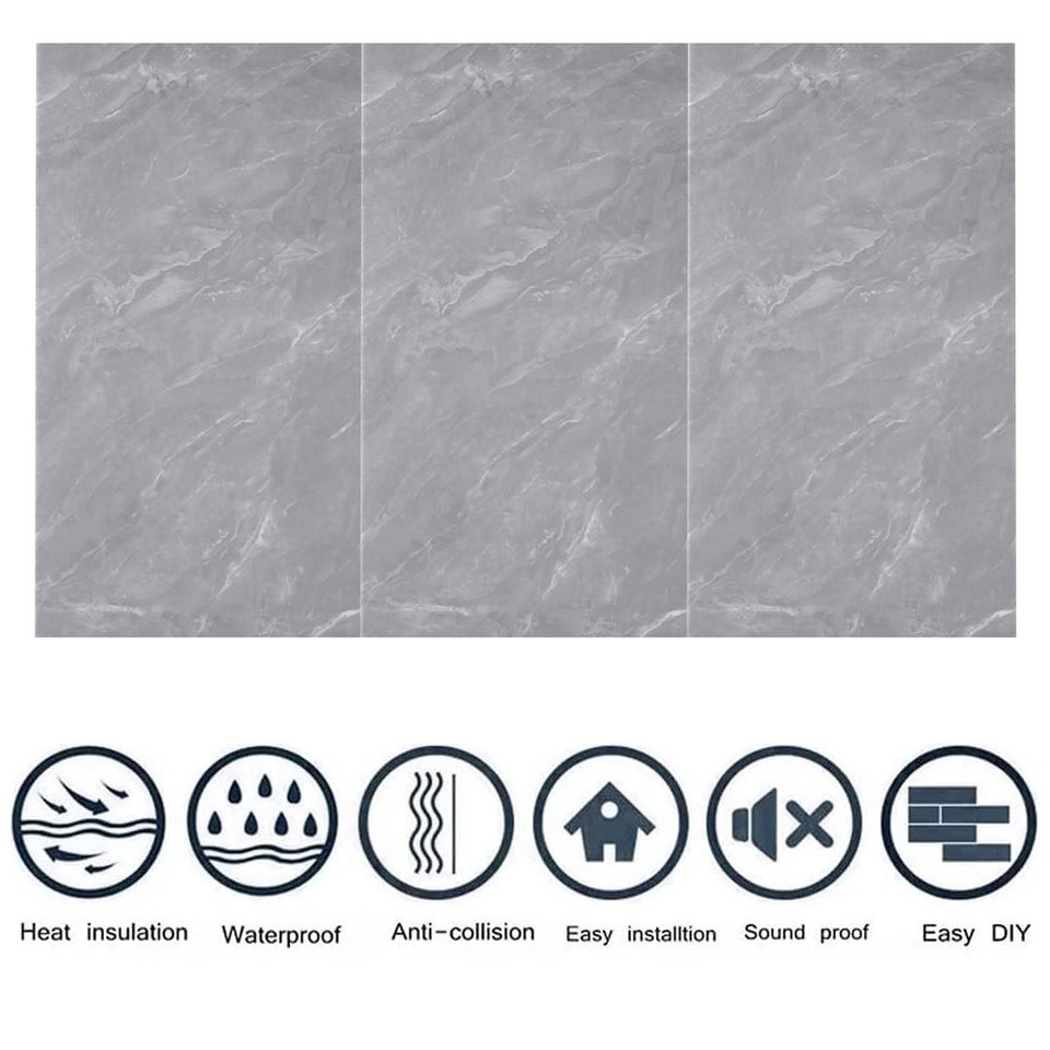 10pcs Self-Adhesive Grey Marble PVC Cladding Wall Panels for Bathroom ...