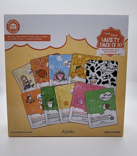 Esfolio Pure Skin Sheet Masks 10 Pack Korean Skincare Face Masks NEW | eBay