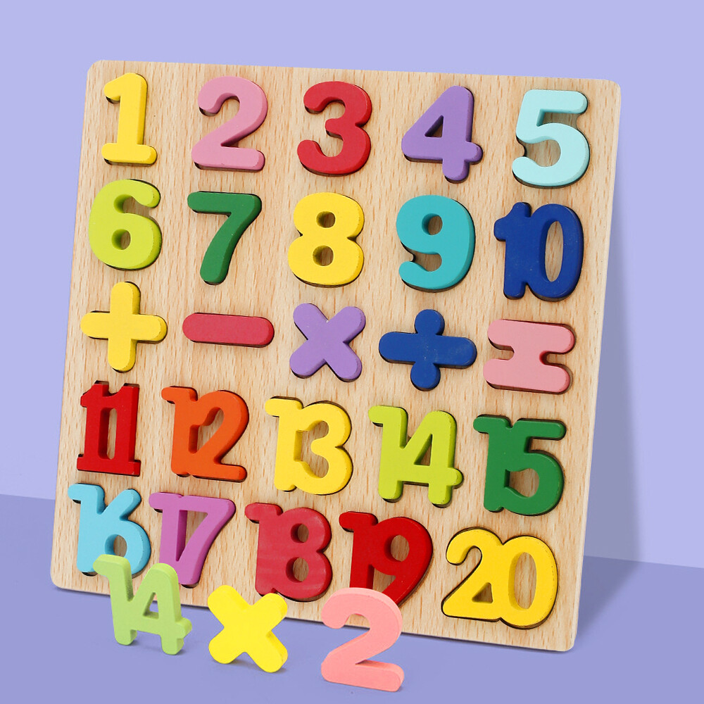 Wooden Alphabet Puzzles Numbers Count Learning Board Blocks Toddler ...