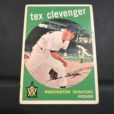 1959 Topps Baseball Card #298 Tex Clevenger - Low To Mid Grade - G/VG ...