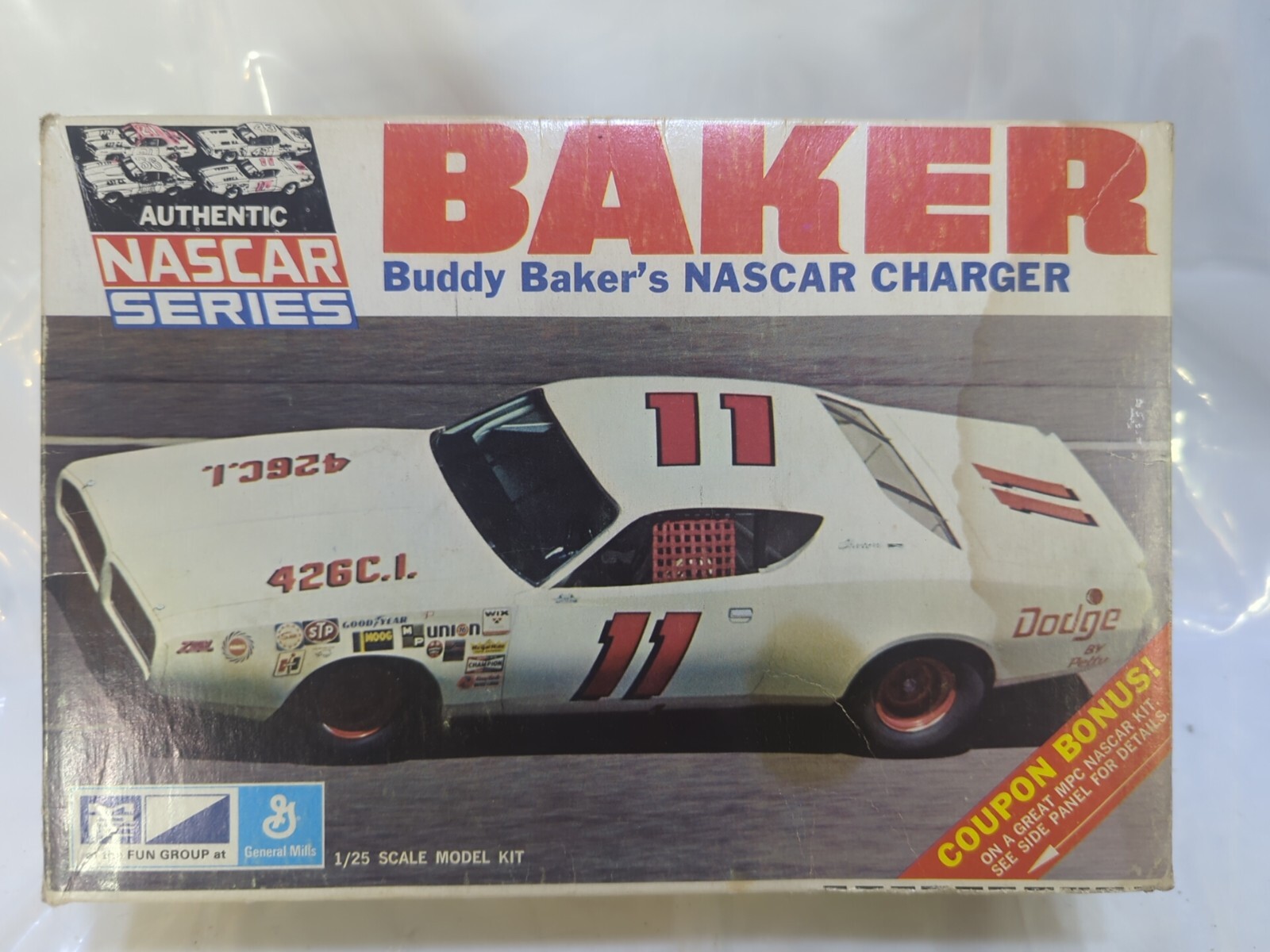 Vintage MPC Buddy Baker 1972 Dodge Charger NASCAR 1:25 Model Kit #1702 ...
