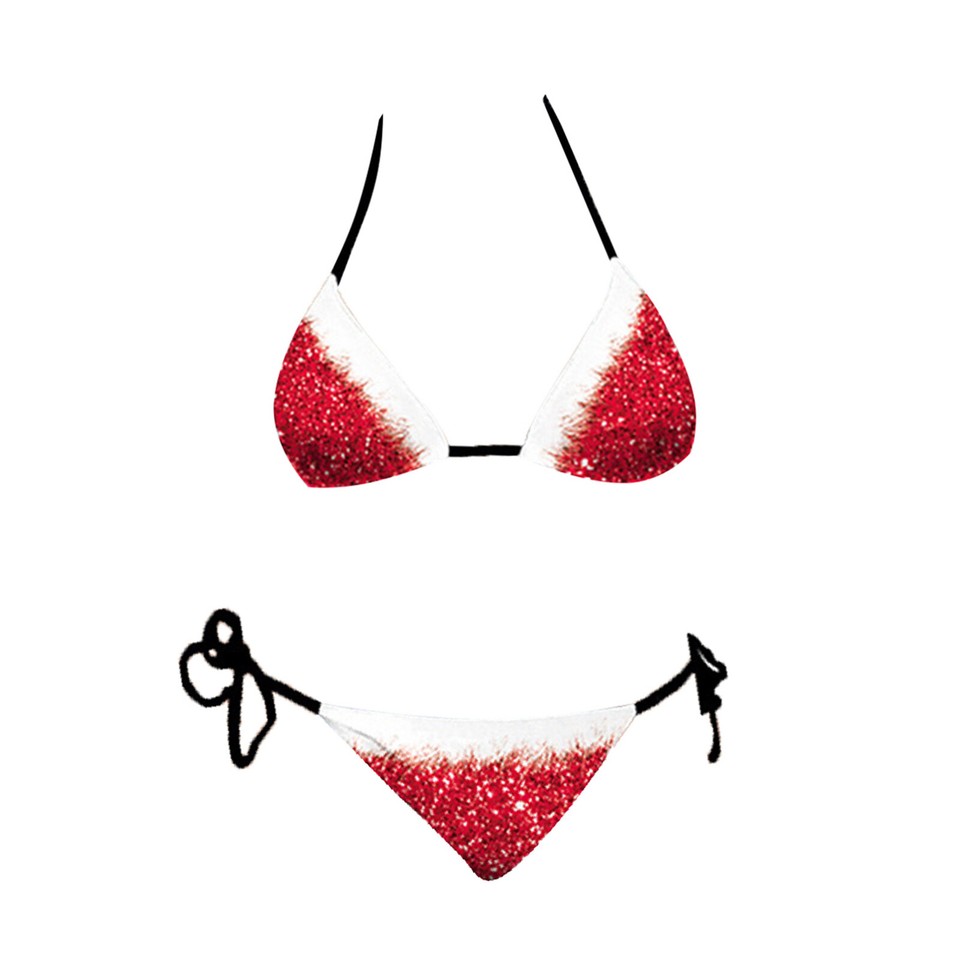 Women Christmas Bathing Suit Swimsuit Santa Claus Lingerie Bikini Set ...