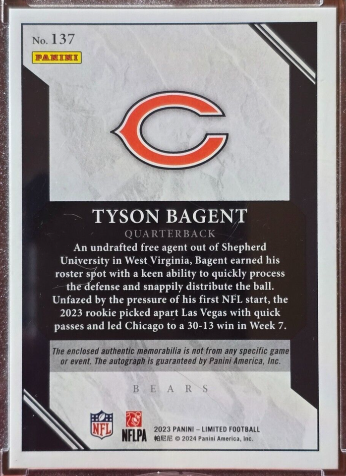 2023 Panini Limited Tyson Bagent Spotlight Red 3 Color RPA /49 | eBay