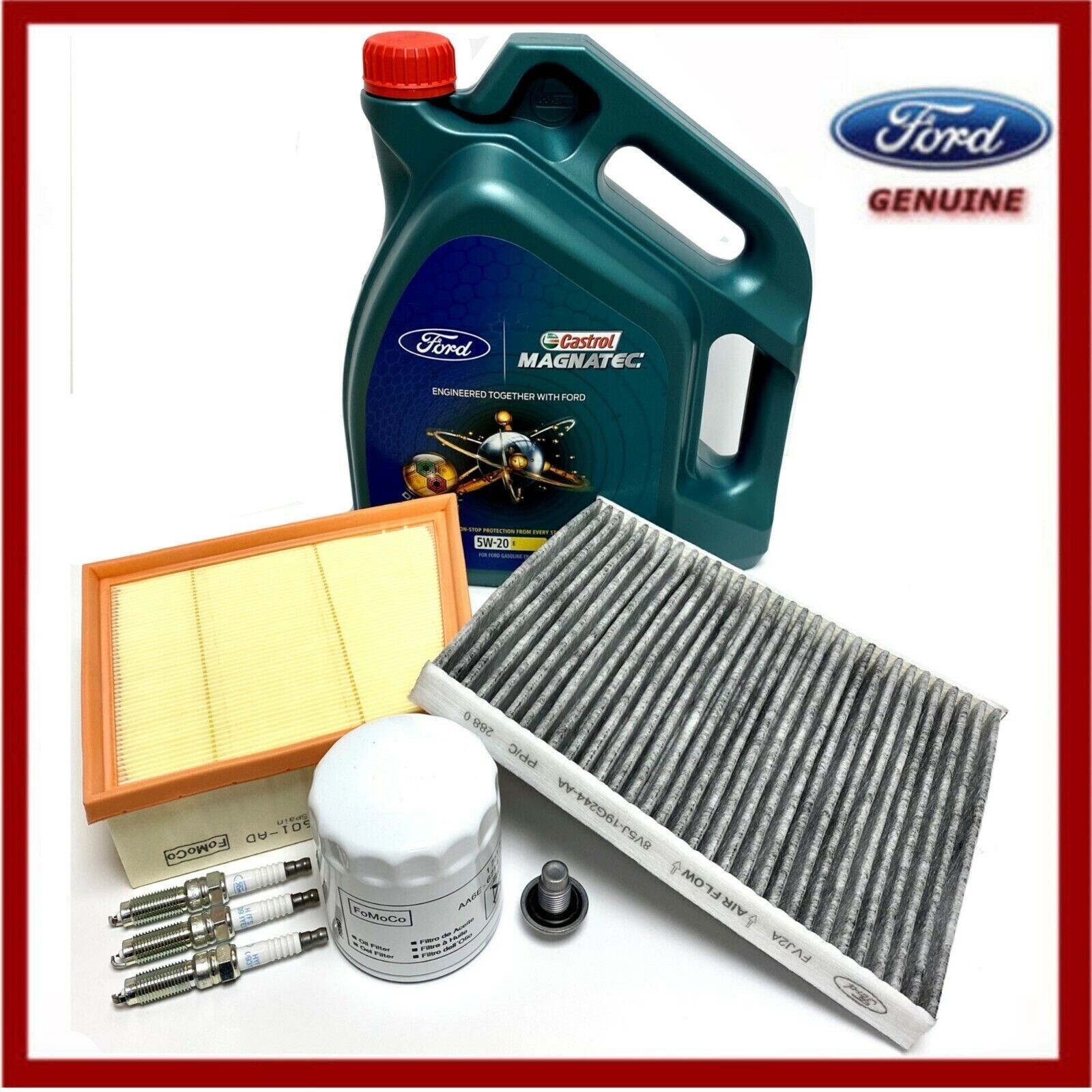 Genuine Ford Fiesta Ecoboost 1.0 Oil, Air, Pollen, Spark Plugs, Oil ...