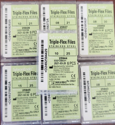 SybronEndo Kerr Triple-Flex Endodontic Stainless Steel Hand Files 6/PK ...