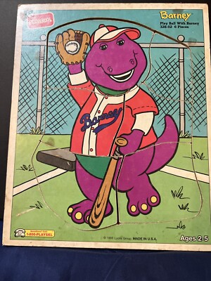 1993 Play Ball With Barney Children’s Playskool Wooden Jigsaw Puzzle ...