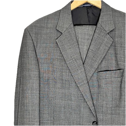 Men’s 2PC Suit Size 46R Pants 40Wx30L Stafford Charcoal Gray Blue Plaid ...