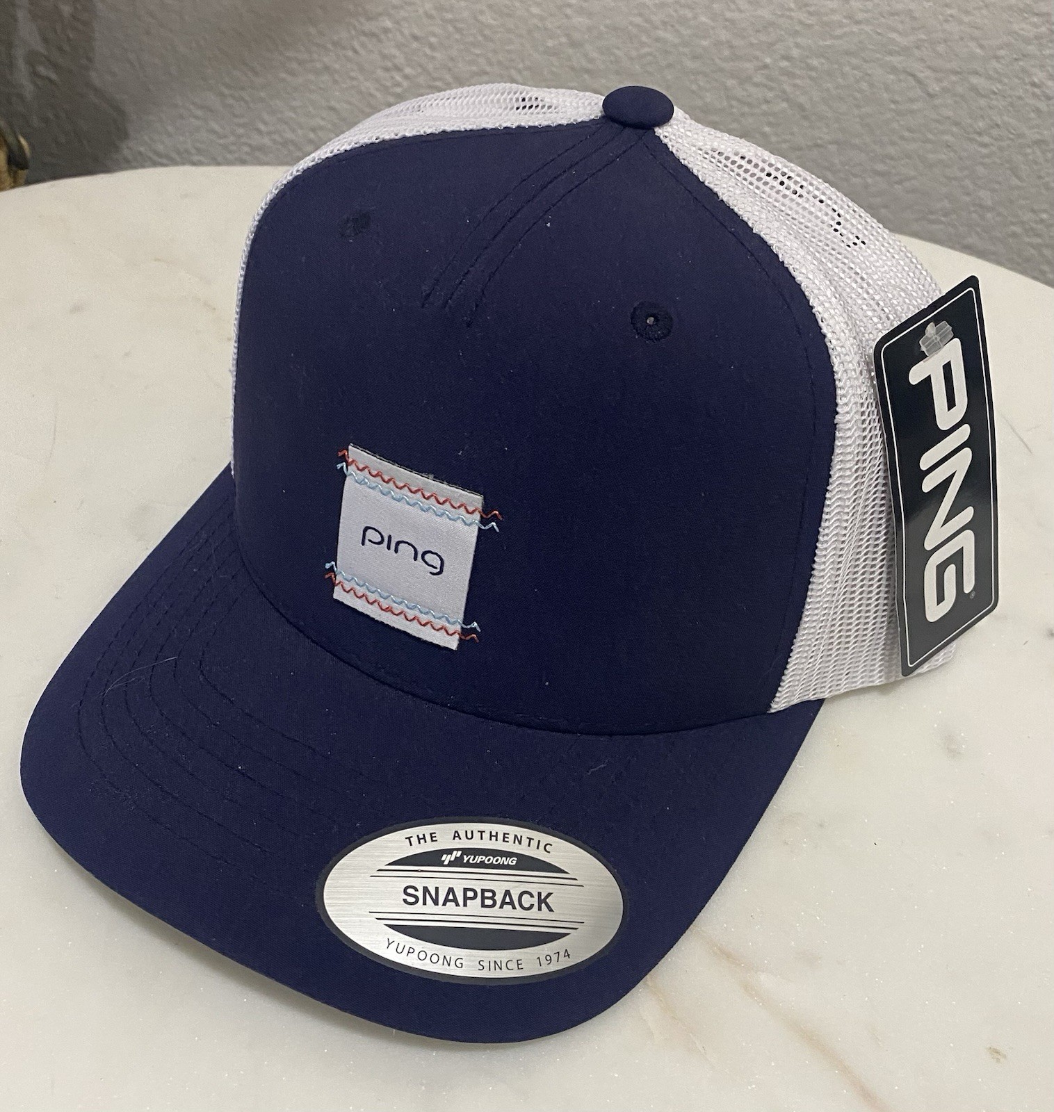 Ping Golf Stitch Snapback Cap Blue Mesh Trucker Adjustable Hat ...