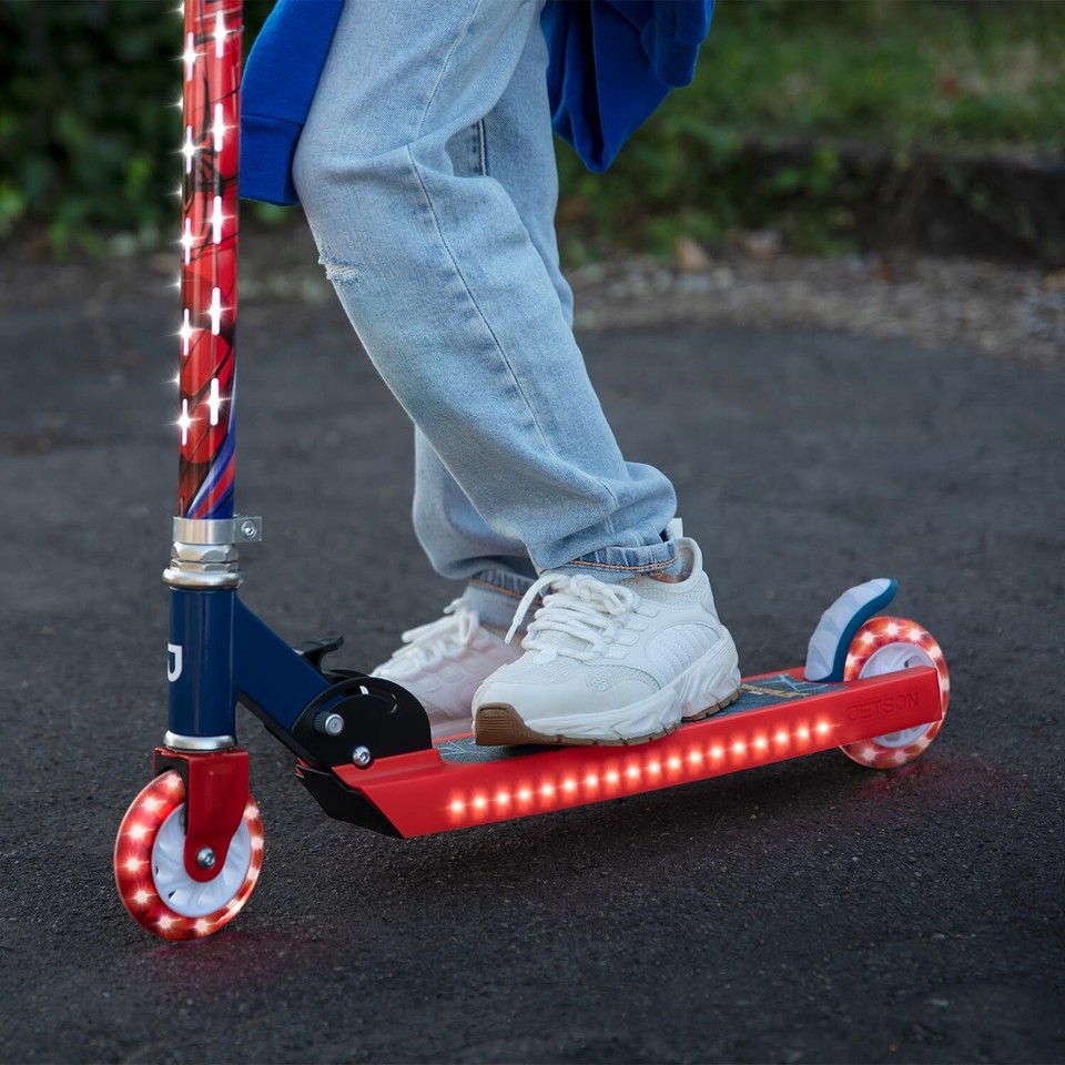 Jetson Marvel Spider-Man 2-Wheel Light-Up Kids Kick Scooter, LED Lights ...