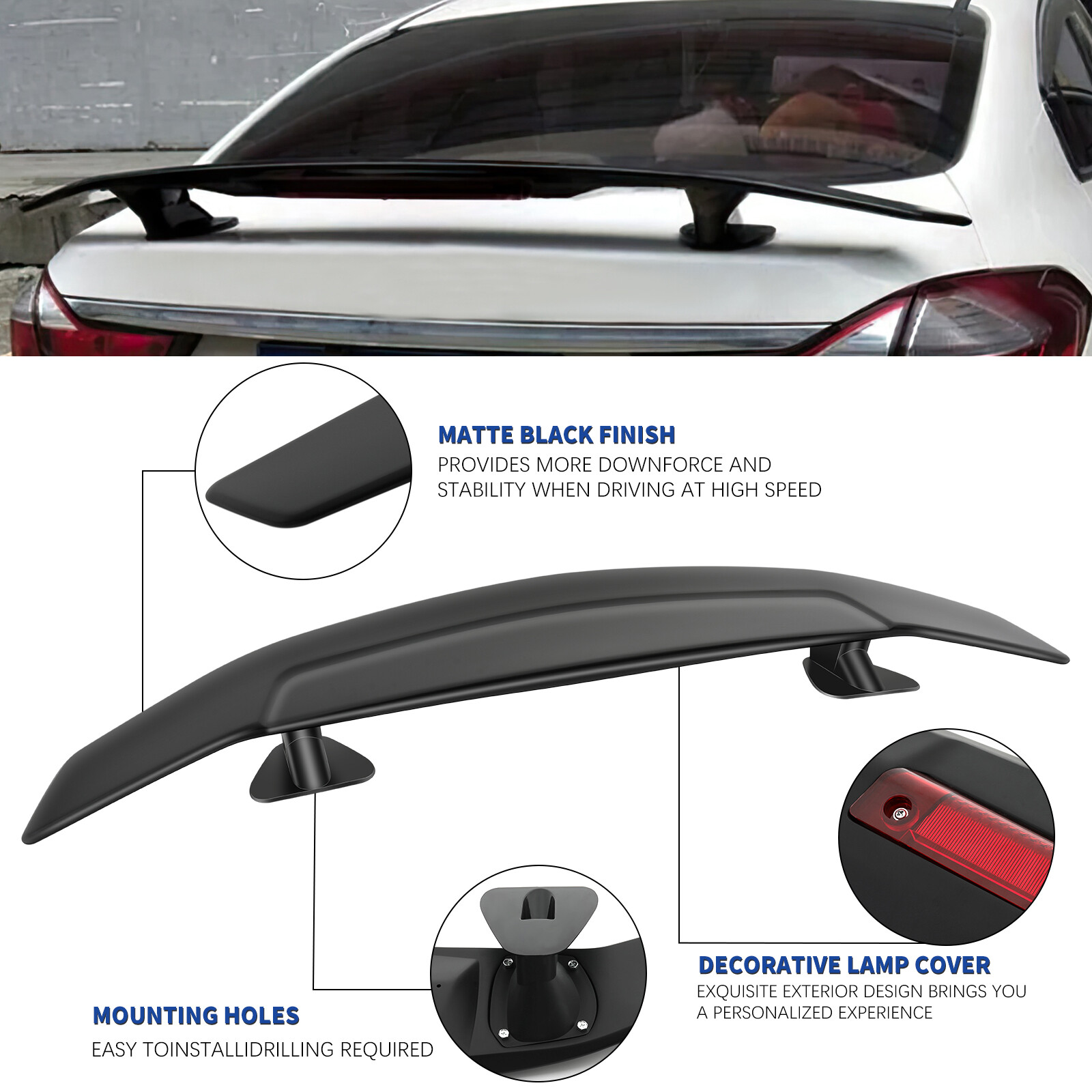 For Lexus LC500 46" Car Rear Trunk Spoiler Wing Lip GT Style Racing ...