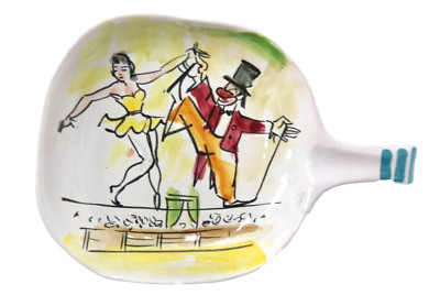 Dish Circus Tight Rope Clown Hand Painted Italy Vtg MCM Ceramic Pottery ...