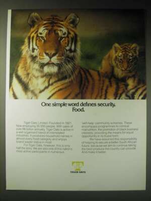 1989 Tiger Oats Ad - One simple word defines security. Food. | eBay