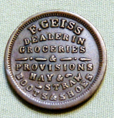 Rare Civil War Token F. Geiss Fire & Water Proofing, Detroit, Michigan ...