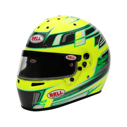 NEW! Bell KC7-CMR Champion Anthracite/Yellow Full Face Kart Helmet ...