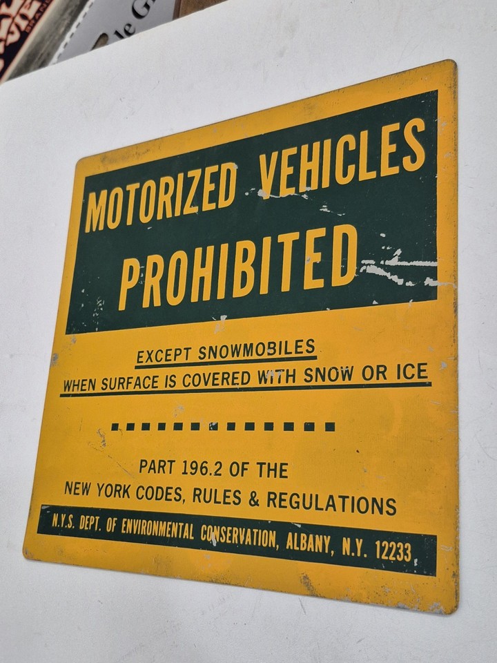 Vintage New York Conservation Metal Trail Sign Motorized Vehicles ...