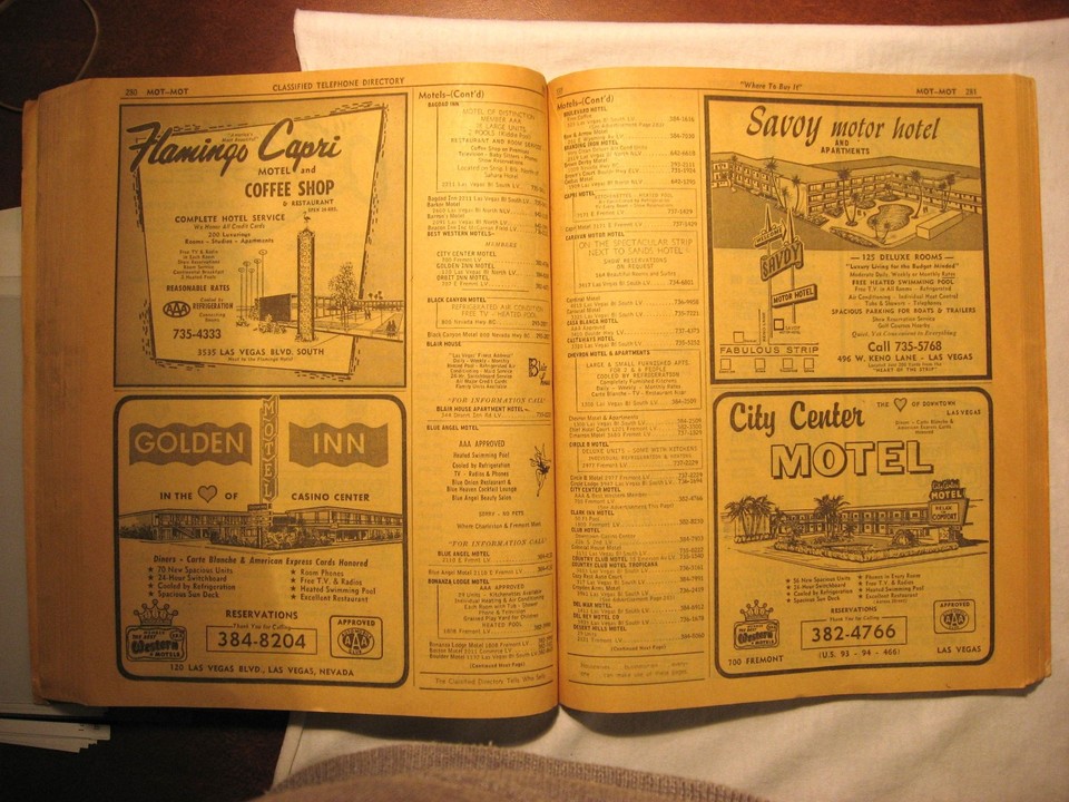 1965 Telephone Phone Directory Book for Las Vegas, Nevada - Complete ...