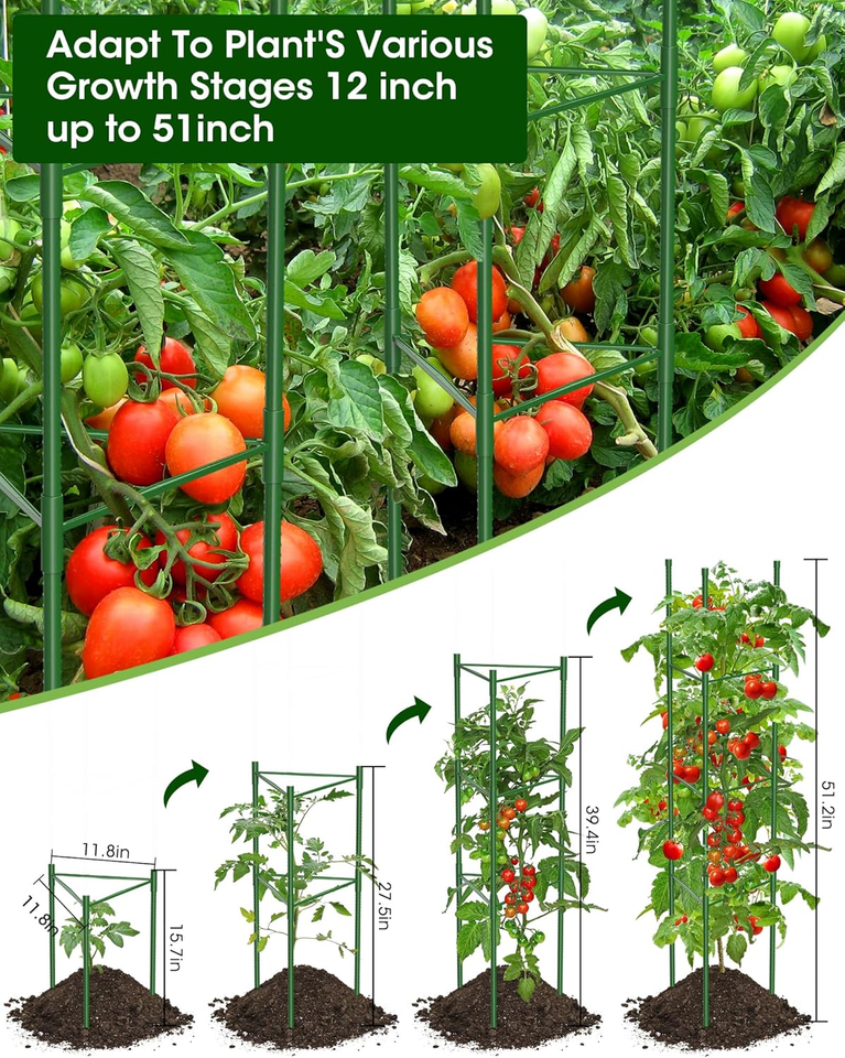 Tomato Cage, 3Pack 51.2Inch Tall Tomato Trellis Triangle Tomato Cages ...