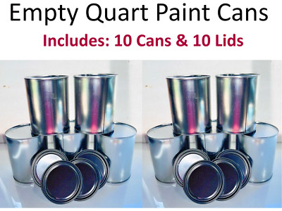 Empty Unlined Metal QUART Paint Cans With Lids - 10 Pack - (10 Cans ...