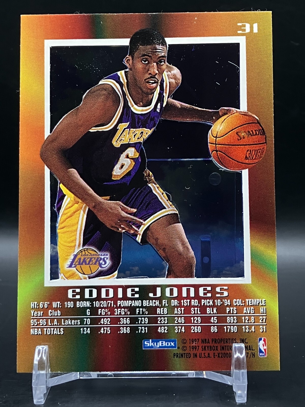 Eddie Jones Basketball player Holo Cards NBA Los Angeles Lakers SkyBox ...