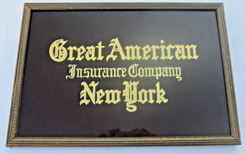 GREAT AMERICAN Insurance Company of New York Reverse Glass Sign 19"X 13 ...