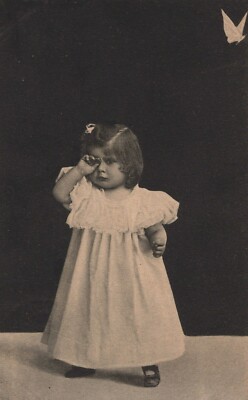 Victorian Style Cute Little Girl Crying Butterfly Vintage Postcard B116 ...