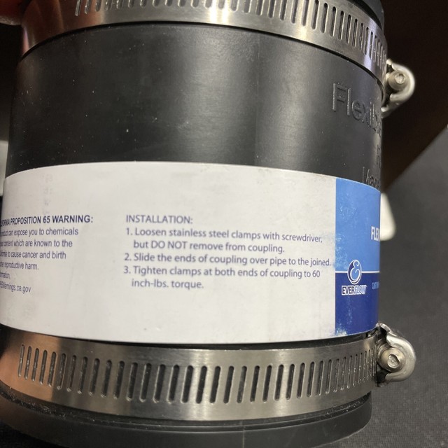 Everflow 3 Inch Flexible Coupling With Stainless Steel Clamps PVC ...