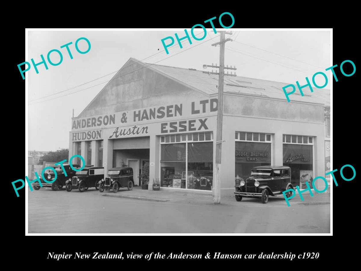 OLD POSTCARD SIZE PHOTO NAPIER NEW ZEALAND ANDERSON & HANSEN CAR DEALER ...