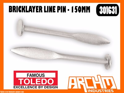 TOLEDO 301631 - BRICKLAYER LINE PIN - 150MM - HARDENED MORTAR BUILDER ...