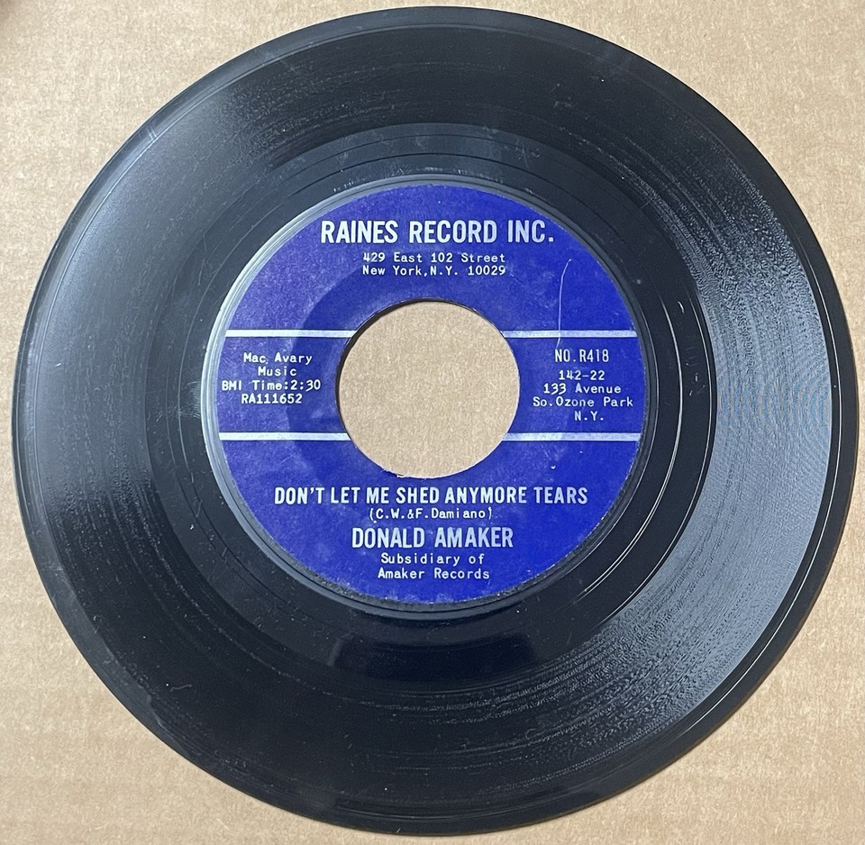 Donald Amaker KIDDIE DOO WOP 45 Pleasing You/Don’t Let Me Shed RAINES ...