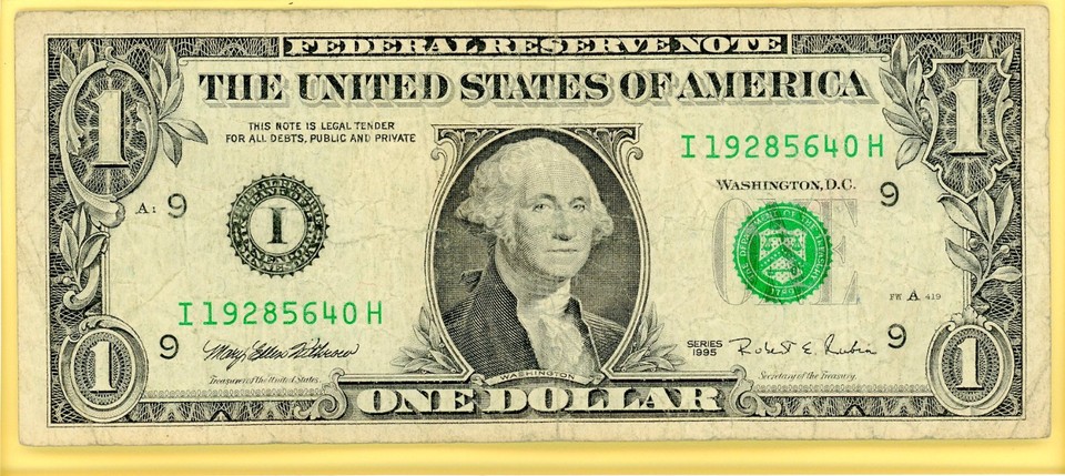 Mule 1995 Series with 1928 Year Note Fancy Serial Number One Dollar ...