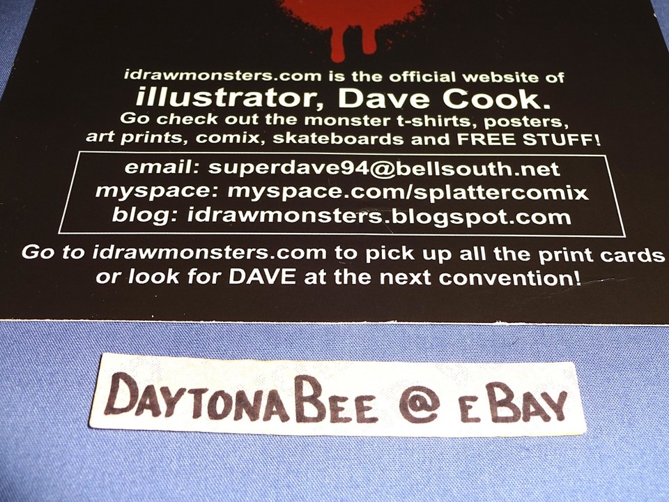 Dave Cook Limited Edition Convention Print Card I Draw Monsters Zombie ...