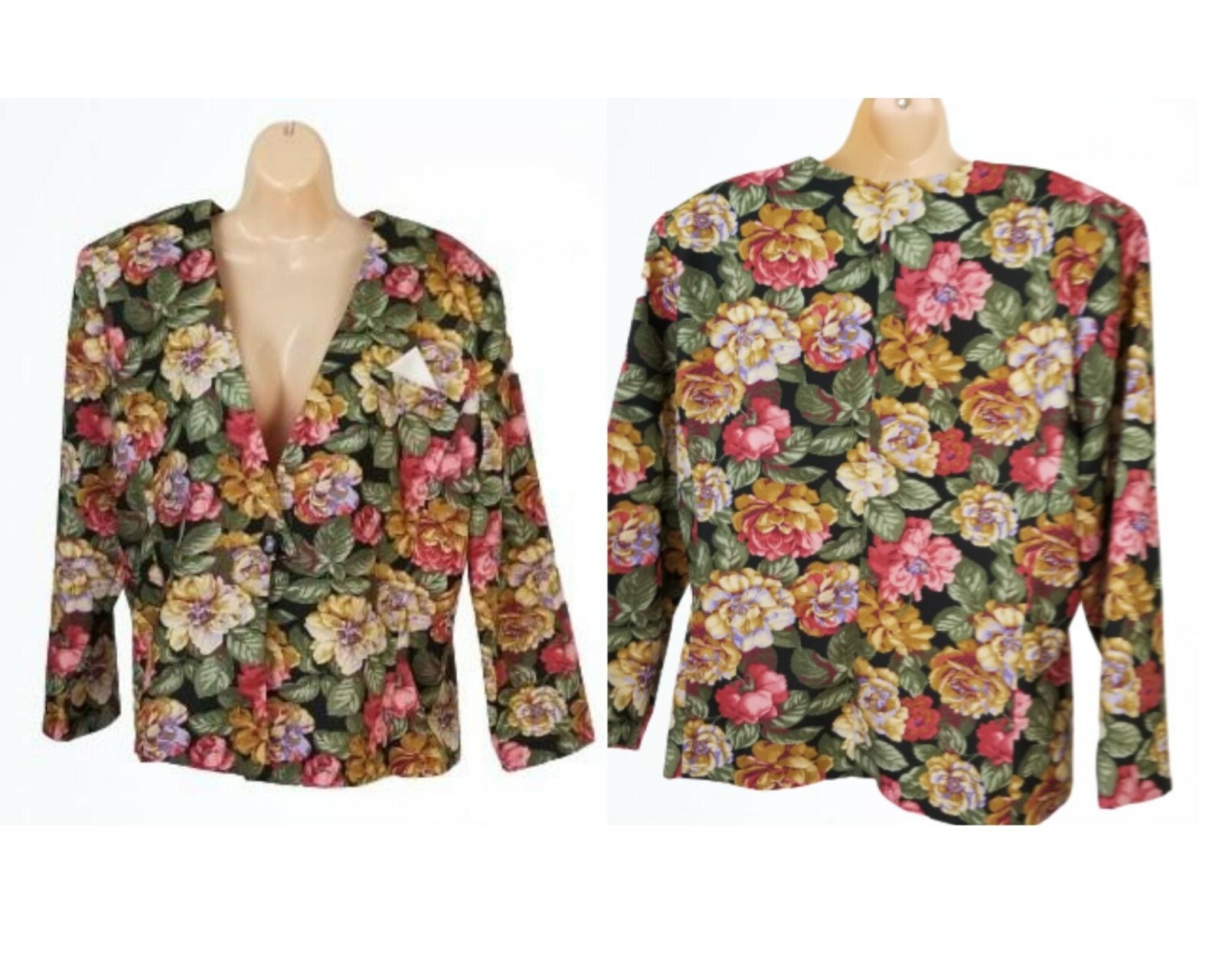 STUART ALAN PETITES Vintage Womens Floral Blazer Jack… - Gem