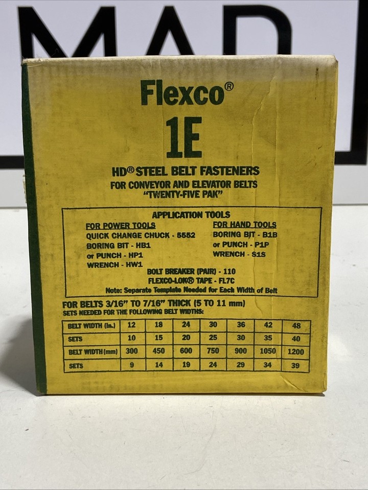 FLEXCO HD STEEL BELT FASTENERS FOR CONVEYOR AND ELEVATOR BELT 25 PACK ...