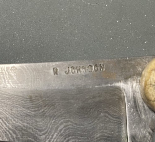 R Johnson Slip Joint Stag Damascus Folder Knife | eBay