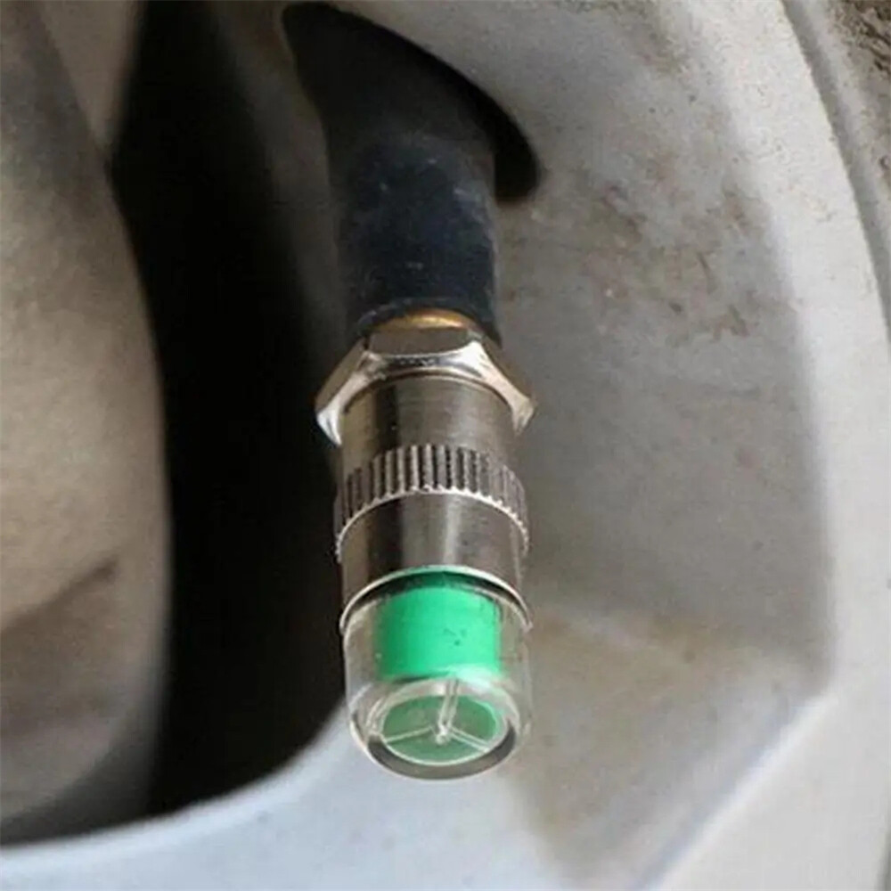 4 x Car Valve Tyre Caps Dust Monitor Wheel Pressure PSI Tire Air Sensor ...