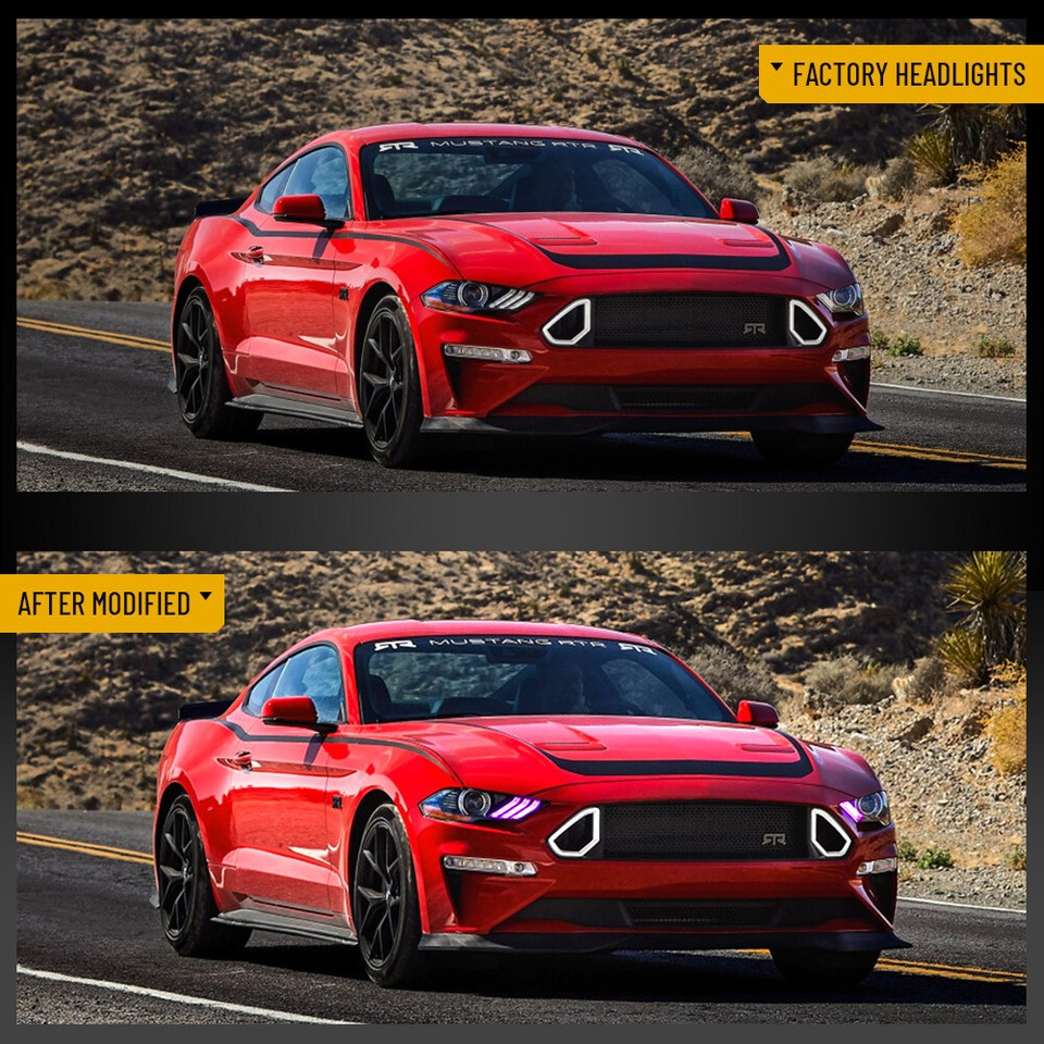 For 2018-2023 Ford Mustang RGB LED New Style Headlights DRL Front Lamps ...