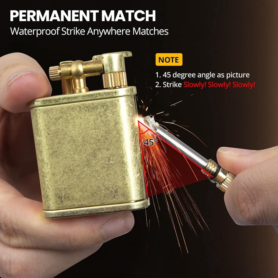 Vintage Lighter Permanent Match, Cool Trench Lighter Brass Pipe Lighter ...