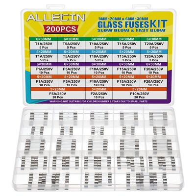21 Values 250V Fast Slow Blow Glass Fuses Assortment Kit 5X20MM F 1A 2A ...